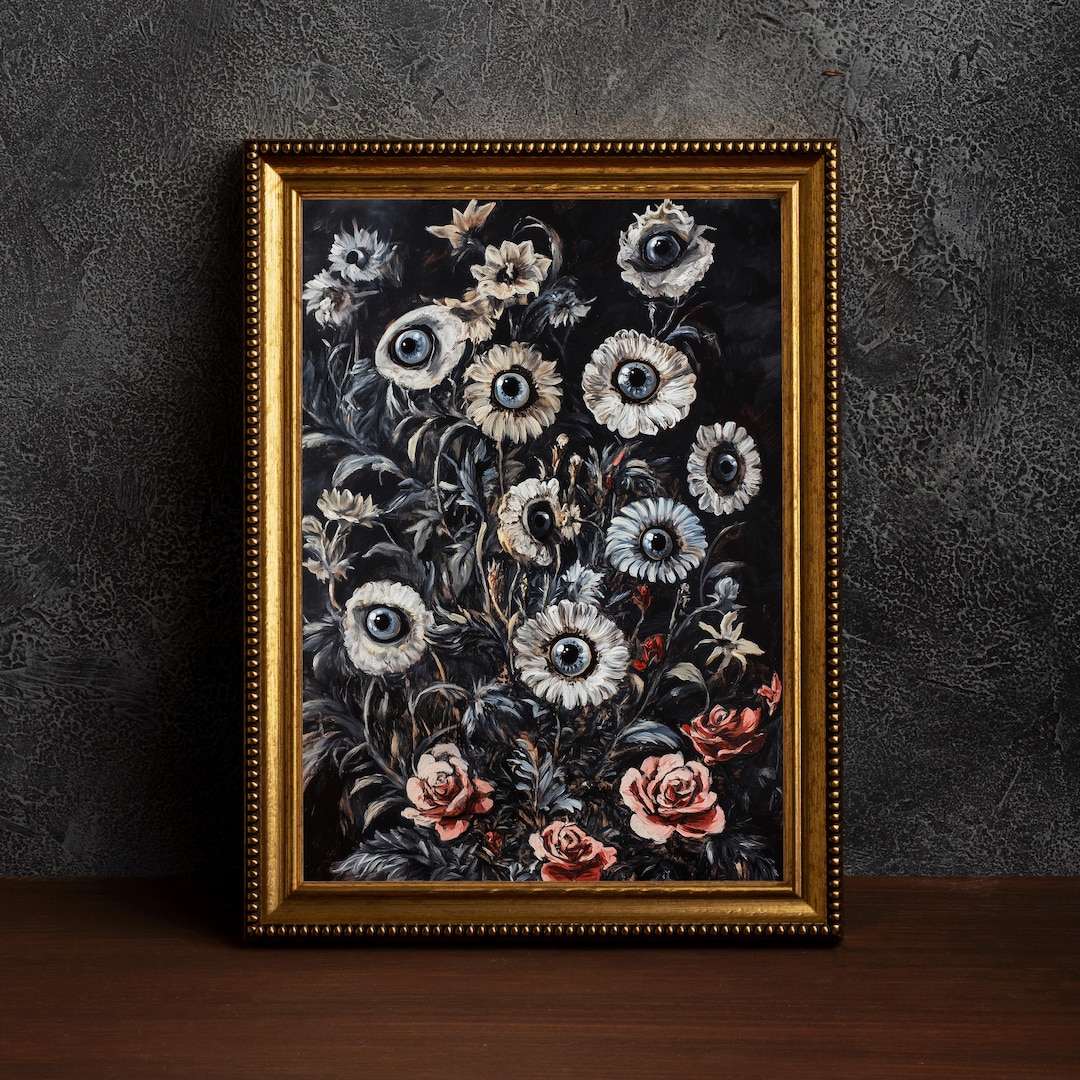 Botanical Goth Print,creepy Surreal,cottagecore Art,moody Wall Art,dark ...