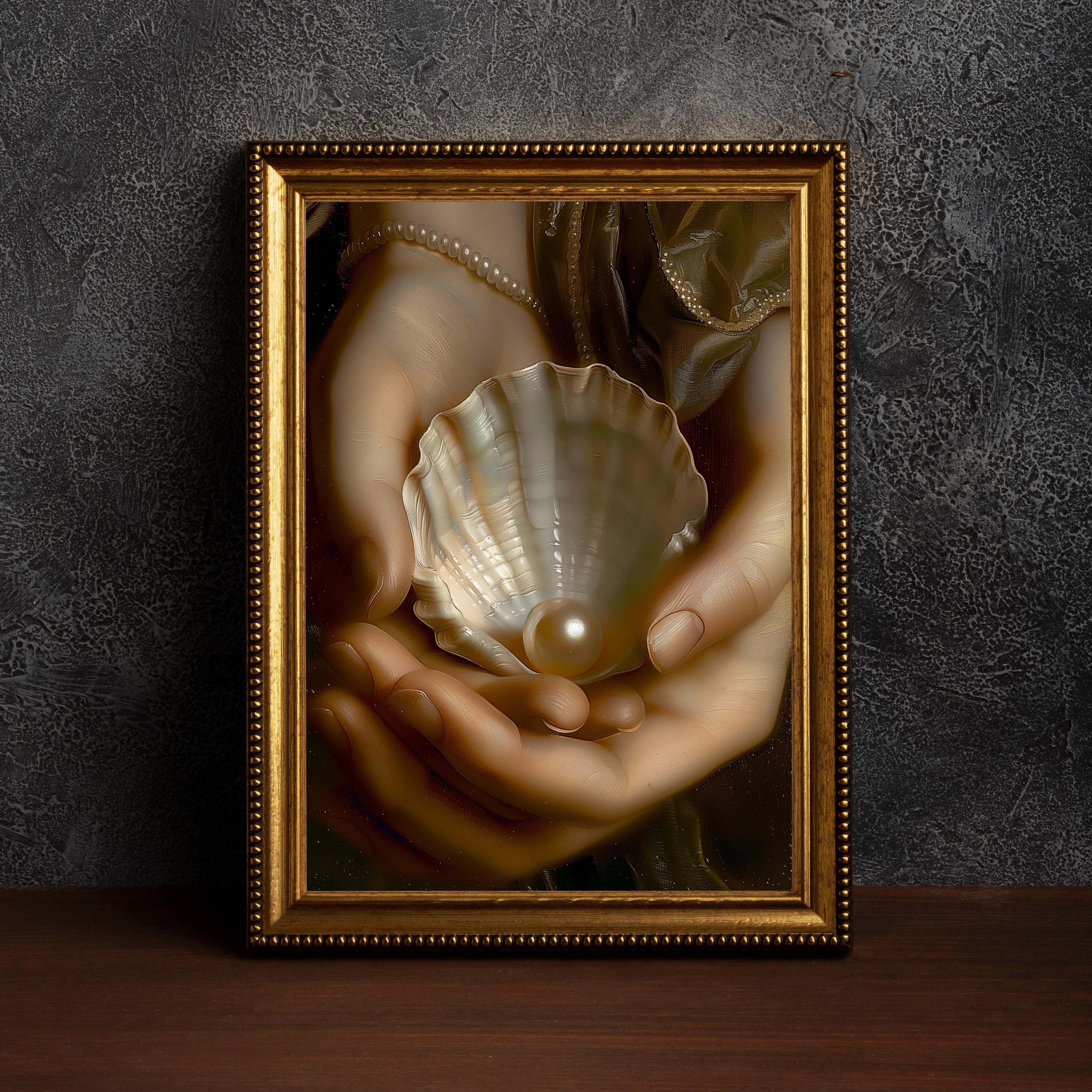 Victorian Woman With Shell - Baroque Wall Art, Dark Academia Decor ...