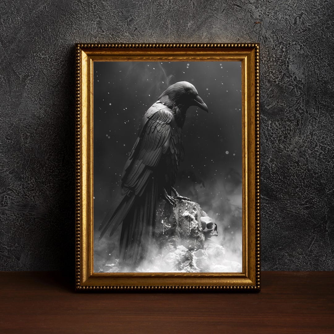 Victorian Gothic Raven-gothic Crow, Animal Portrait,moody Raven Vintage ...