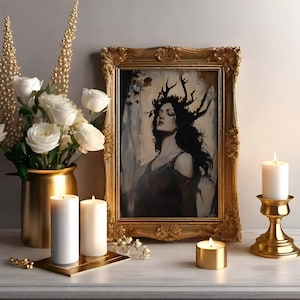 Lilith Art - Mythology Wall Art,gothic Lilith Portrait,cottagecore ...