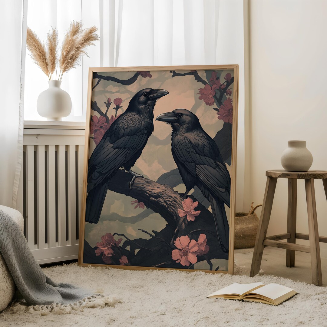 Romantic Raven Couple Poster-couple Gift,moody Raven Couple Vintage ...