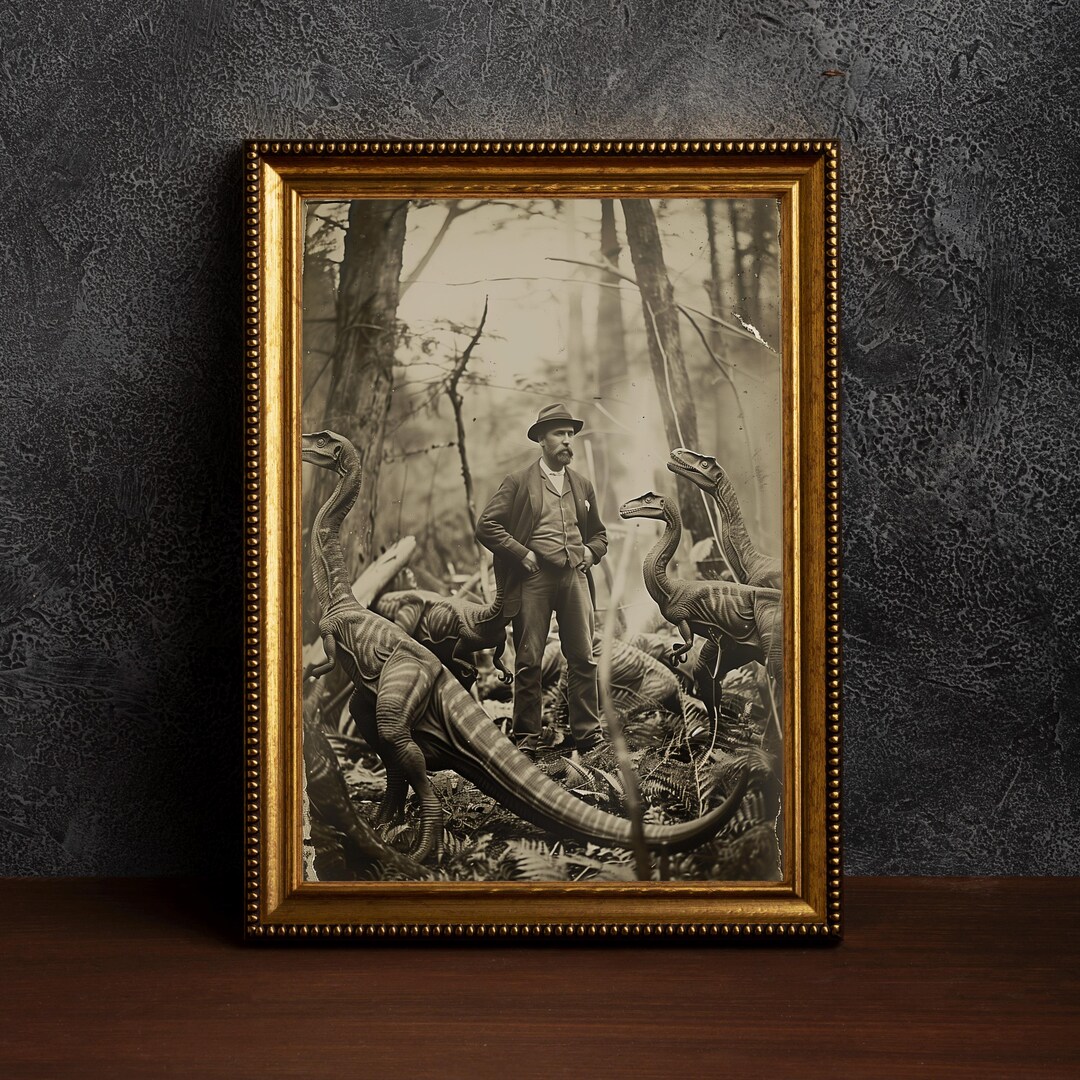 Dinosaur and Aristocrat -dark Academia Print,gothic Prints,old Photo ...