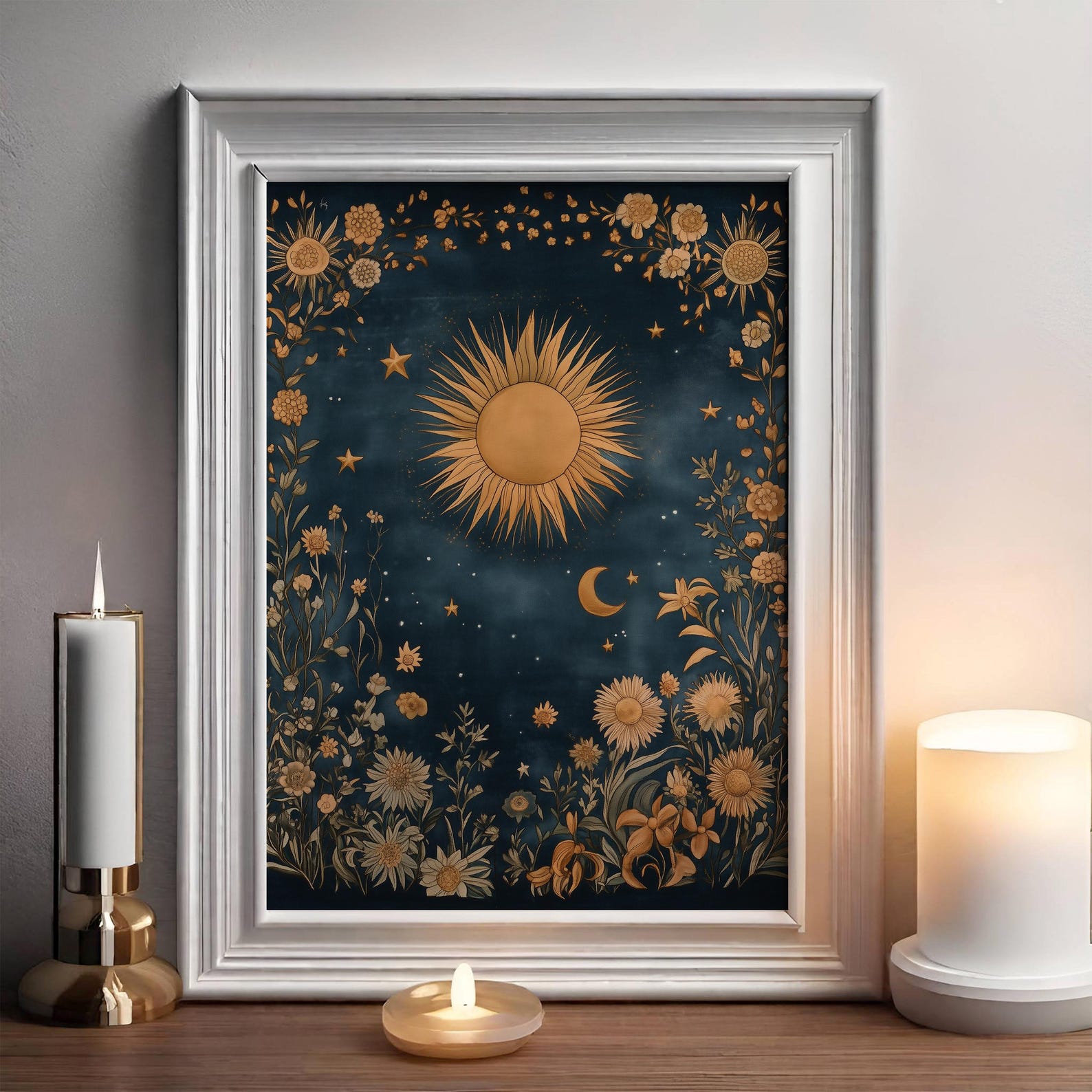 Sun and Moon,whimsigoth Decor,tarot Card Prints,celestial Sun and Moon ...
