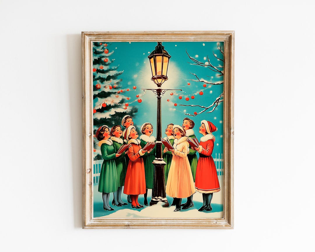 Vintage Christmas Carolers Wall Art, Holiday Carolers Gift, Retro ...