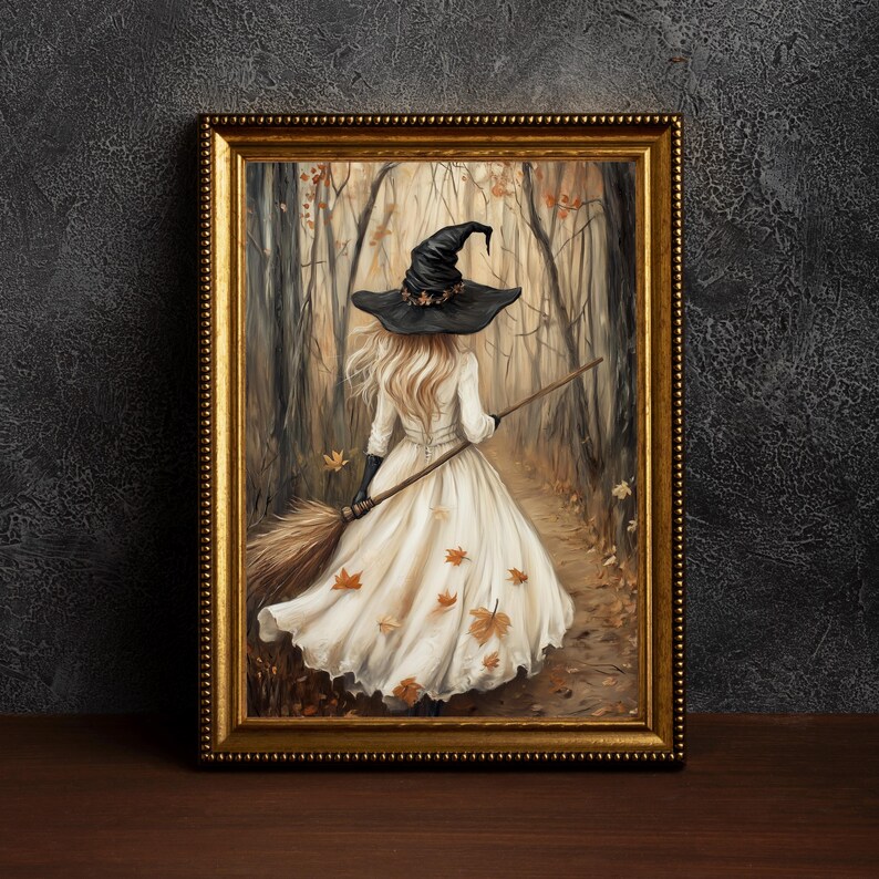 Chic Witch Goes for a Fall Stroll - Witch Portrait,autumn Witch Art ...