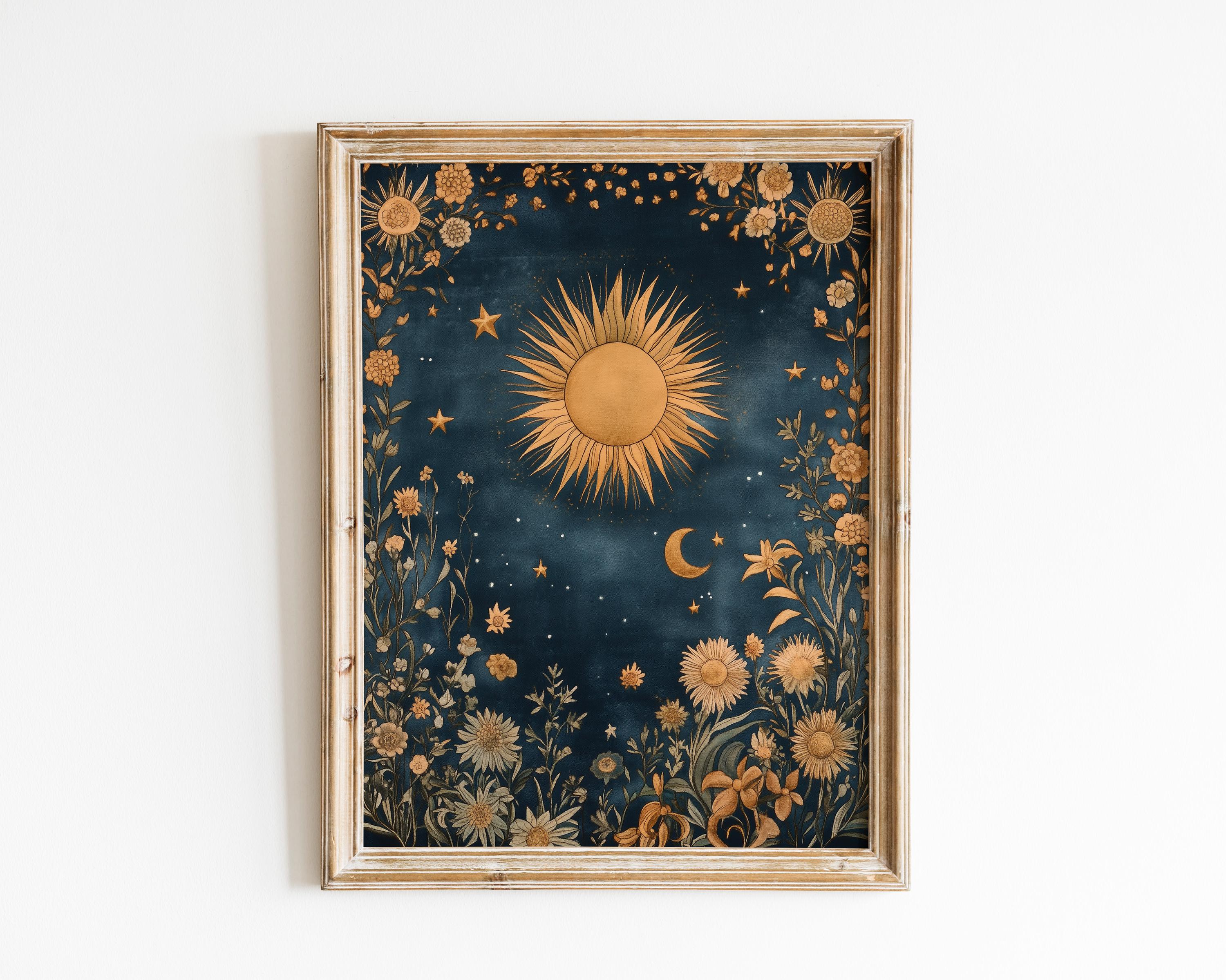 Sun and Moon,whimsigoth Decor,tarot Card Prints,celestial Sun and Moon ...