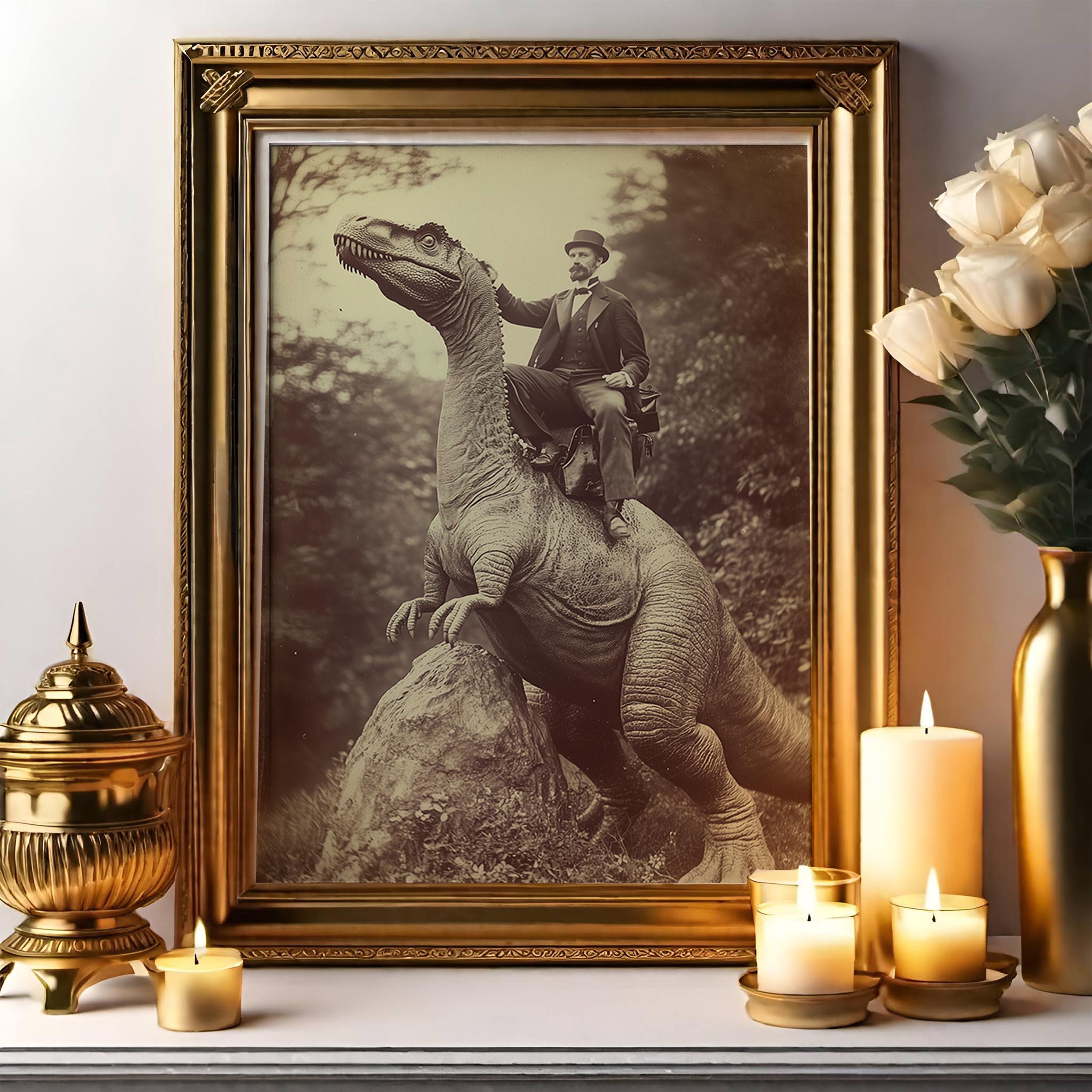 Dinosaur Cowboy dark Academia Print,vintage Gothic Prints,old Photo ...