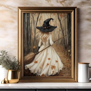 Chic Witch Goes for a Fall Stroll - Witch Portrait,autumn Witch Art ...