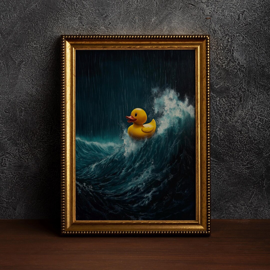 Vintage Poster Rubber Duck in Stormy,antique Duck Oil Painting,nautical ...