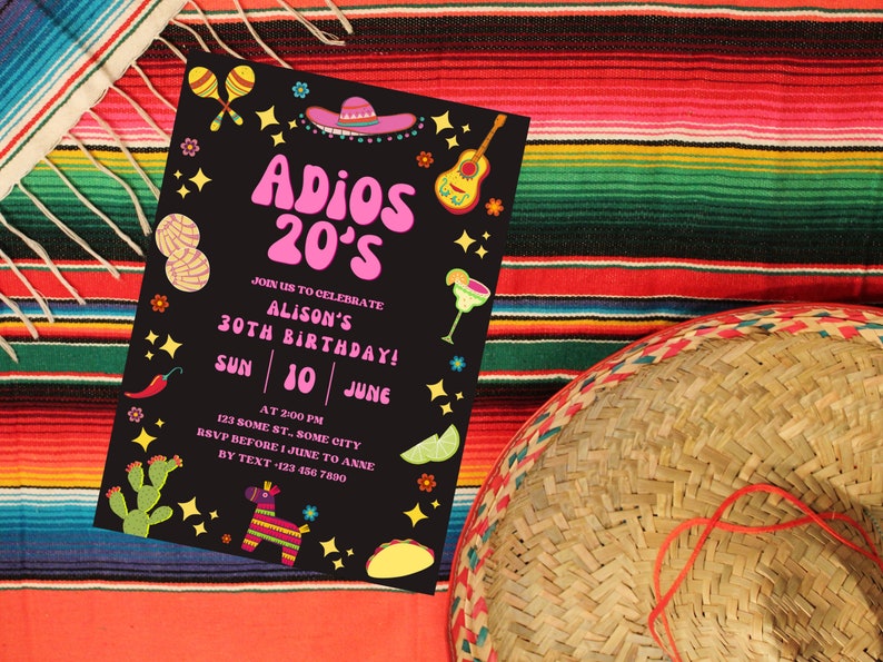 Adios 20s Invite, Adios to My Twenties Invite, Mexican Party Invite ...