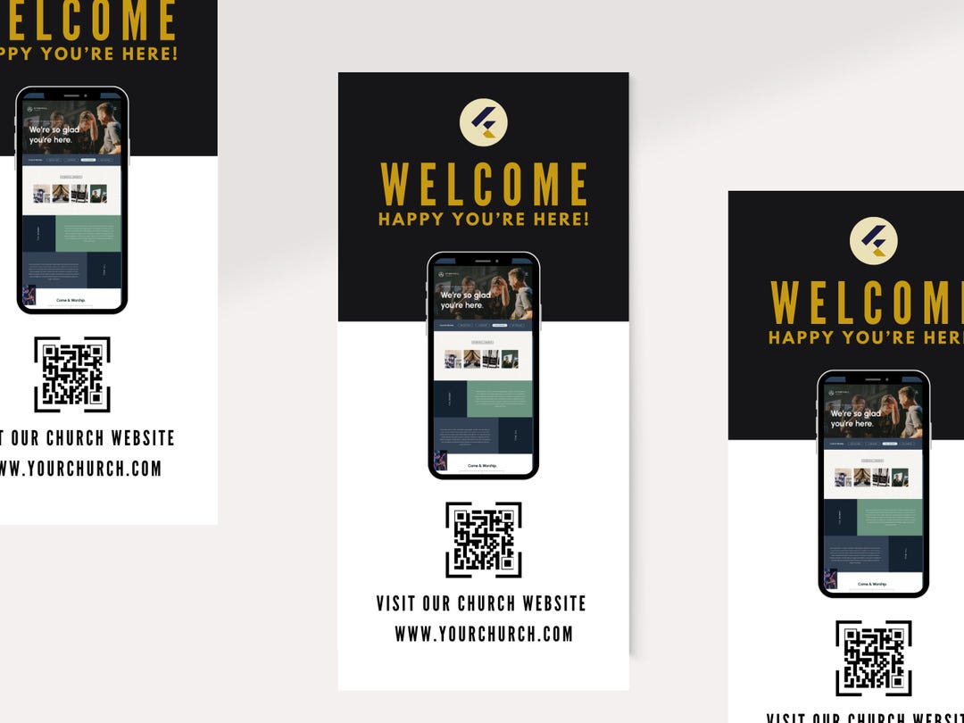 Church Connect Card With QR Code, Welcome Church Flyer, Canva Digital ...