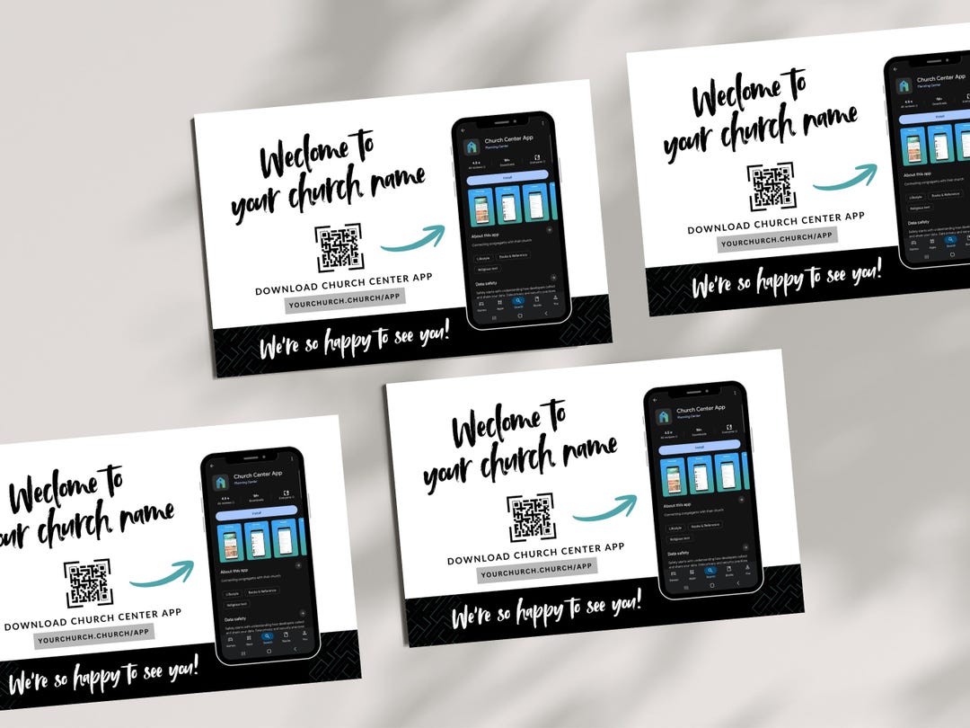 Church Connect Card With QR Code, Welcome Church Connect Flyer, Canva ...