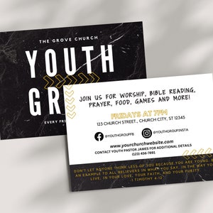 Youth Group Flyer, Youth Group Invite Card, Church Youth Event Invite ...