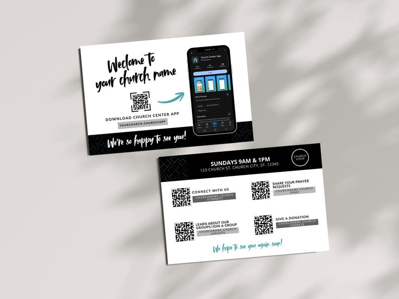 Church Connect Card With QR Code, Welcome Church Connect Flyer, Canva ...
