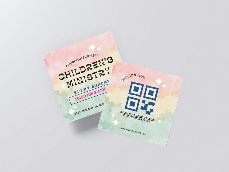 Children's Ministry Invite Card, Kid's Service Flyer, Modern Retro ...
