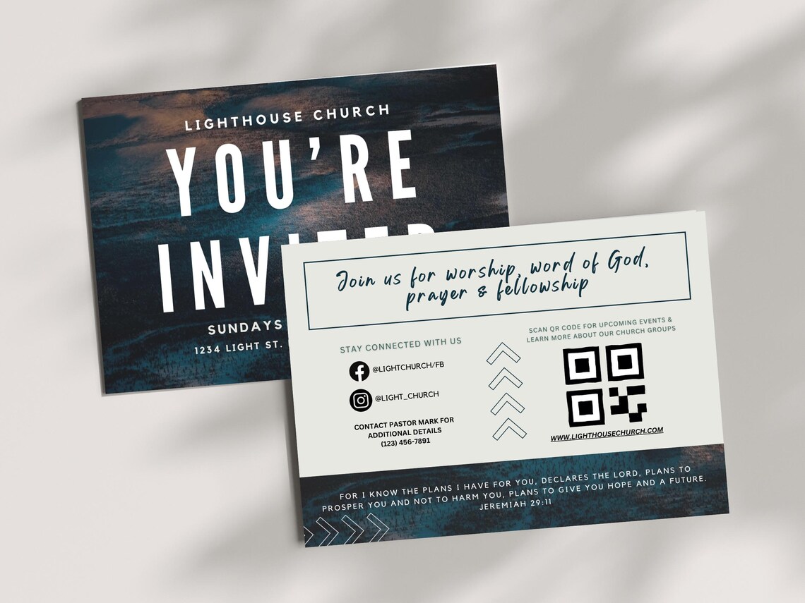 Church Invitation Card, Church Outreach Invite, Modern Church Invite ...
