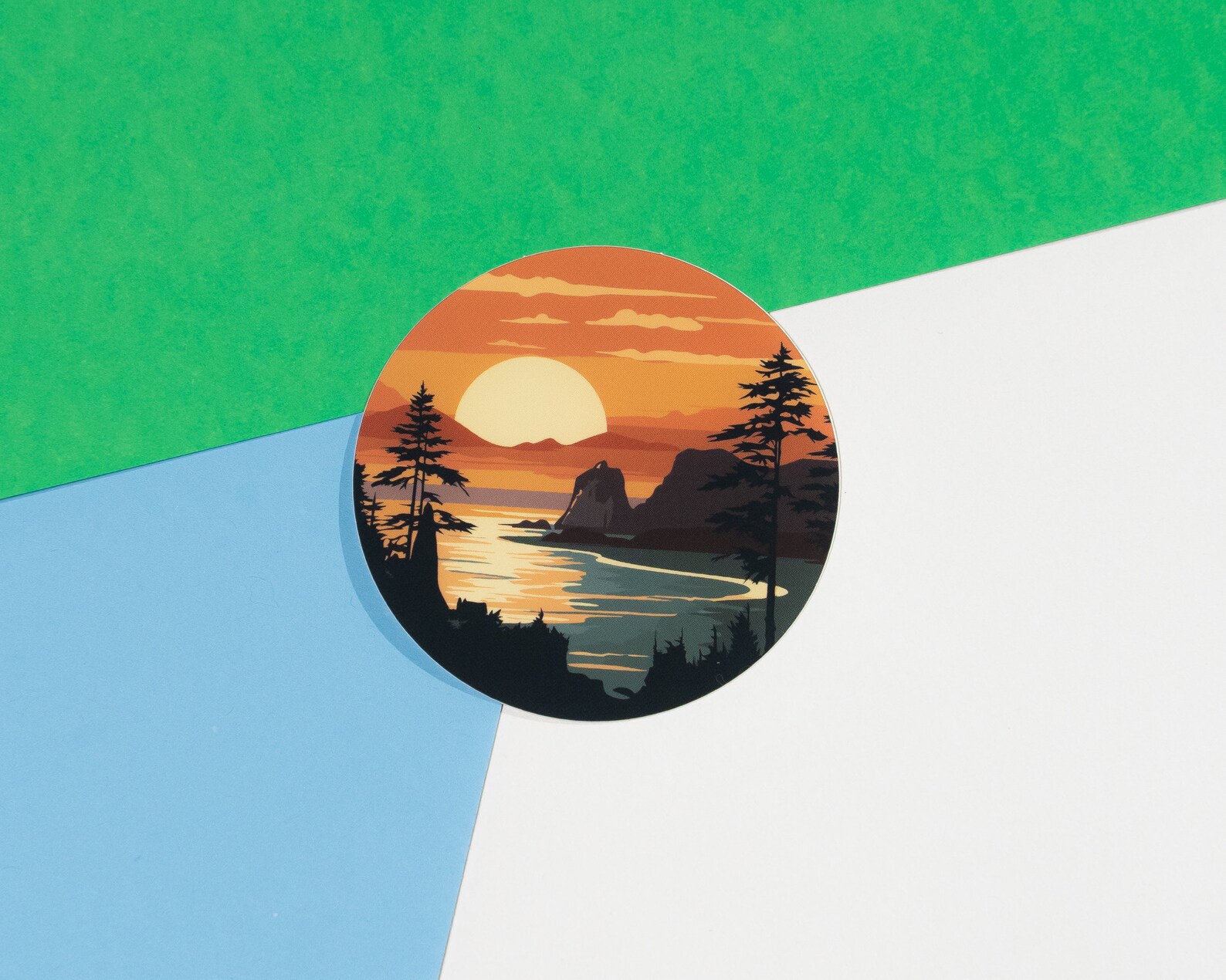 PNW Coast Sunset Sticker Vinyl Decal of Rocky Beach in Washington ...