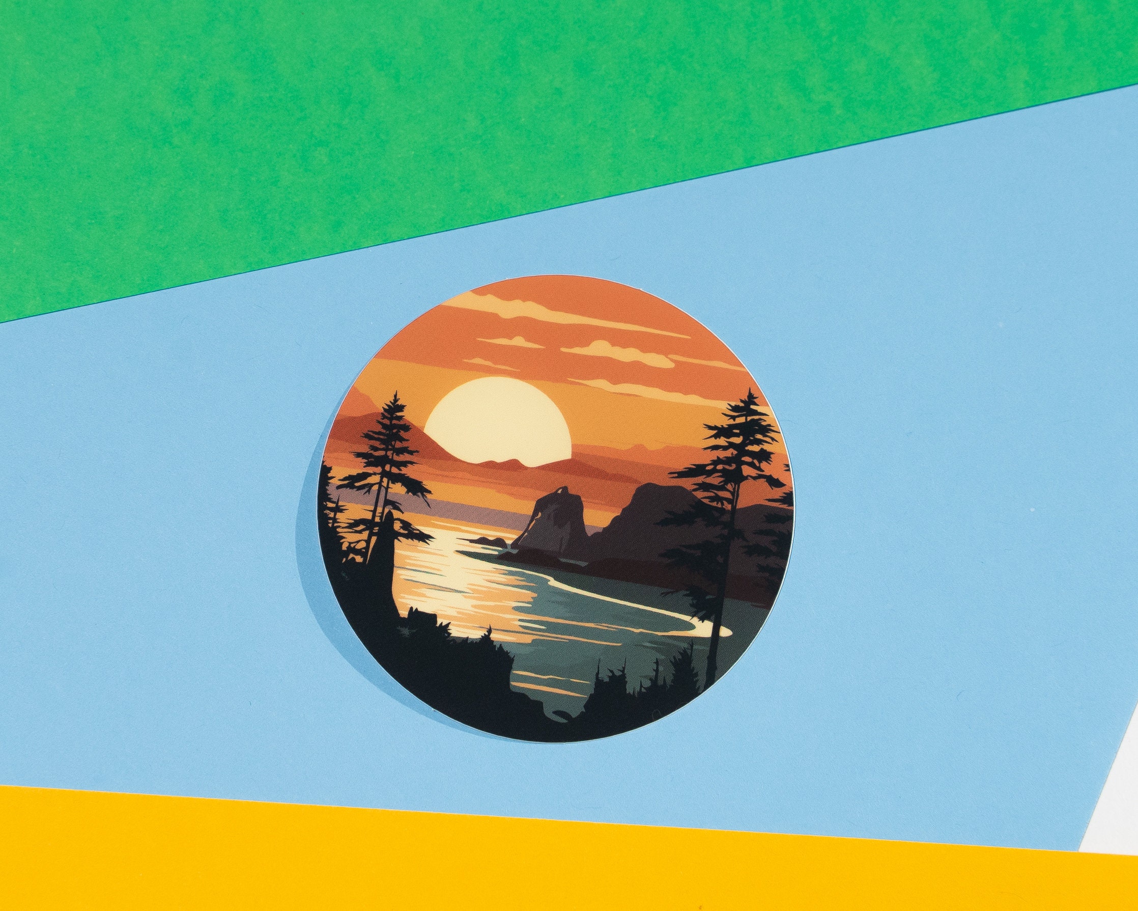 PNW Coast Sunset Sticker Vinyl Decal of Rocky Beach in Washington ...