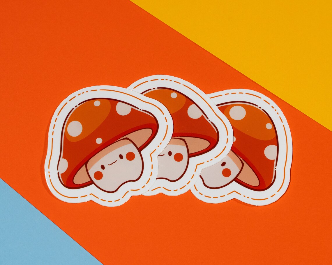 Cute Mushroom Sticker Vinyl Decal for Laptop and Water Bottle PNW ...