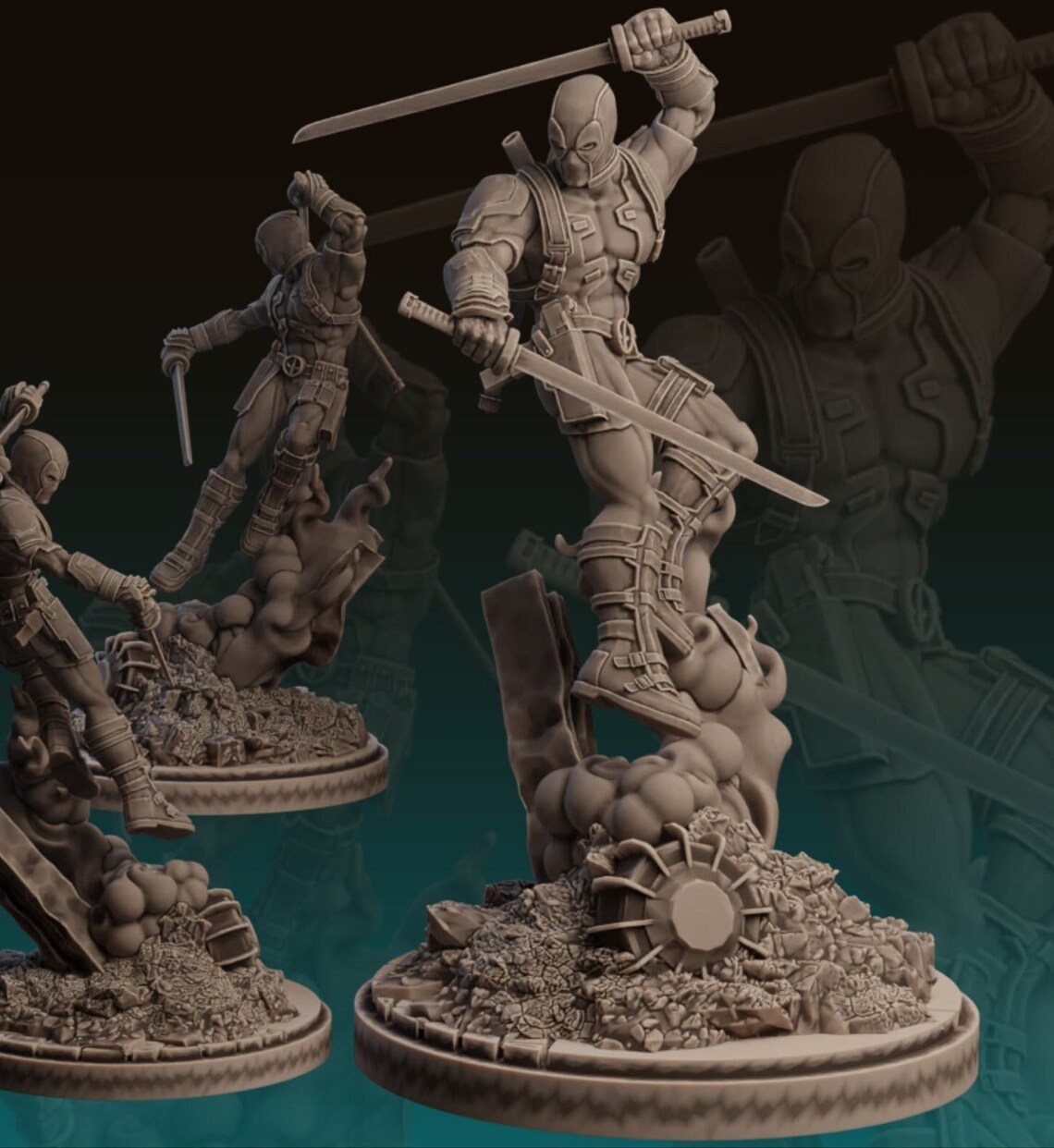 Resin 3D Printed Deadpool MARVEL Miniature Hand Painted | 8K Resin ...