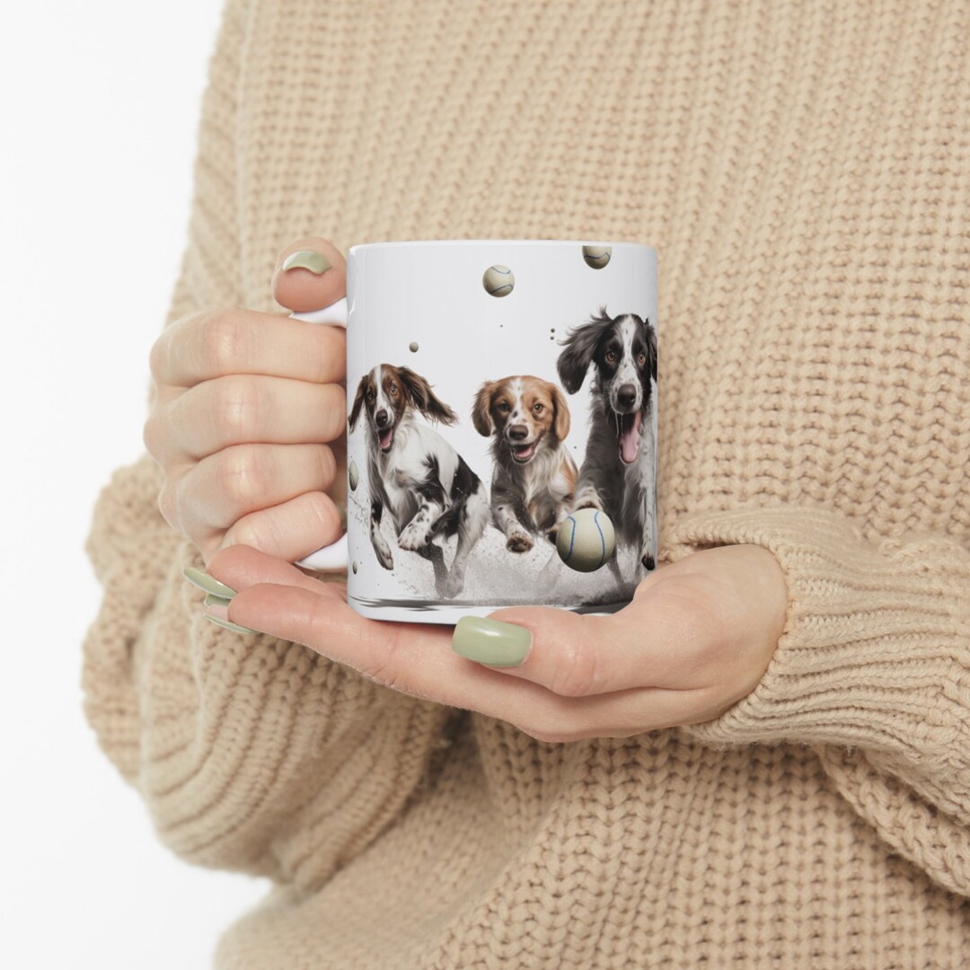 Fetch Frenzy, Dogs Playing Coffee Mug, Dog Mom Dad Mug, Coffee Mug ...