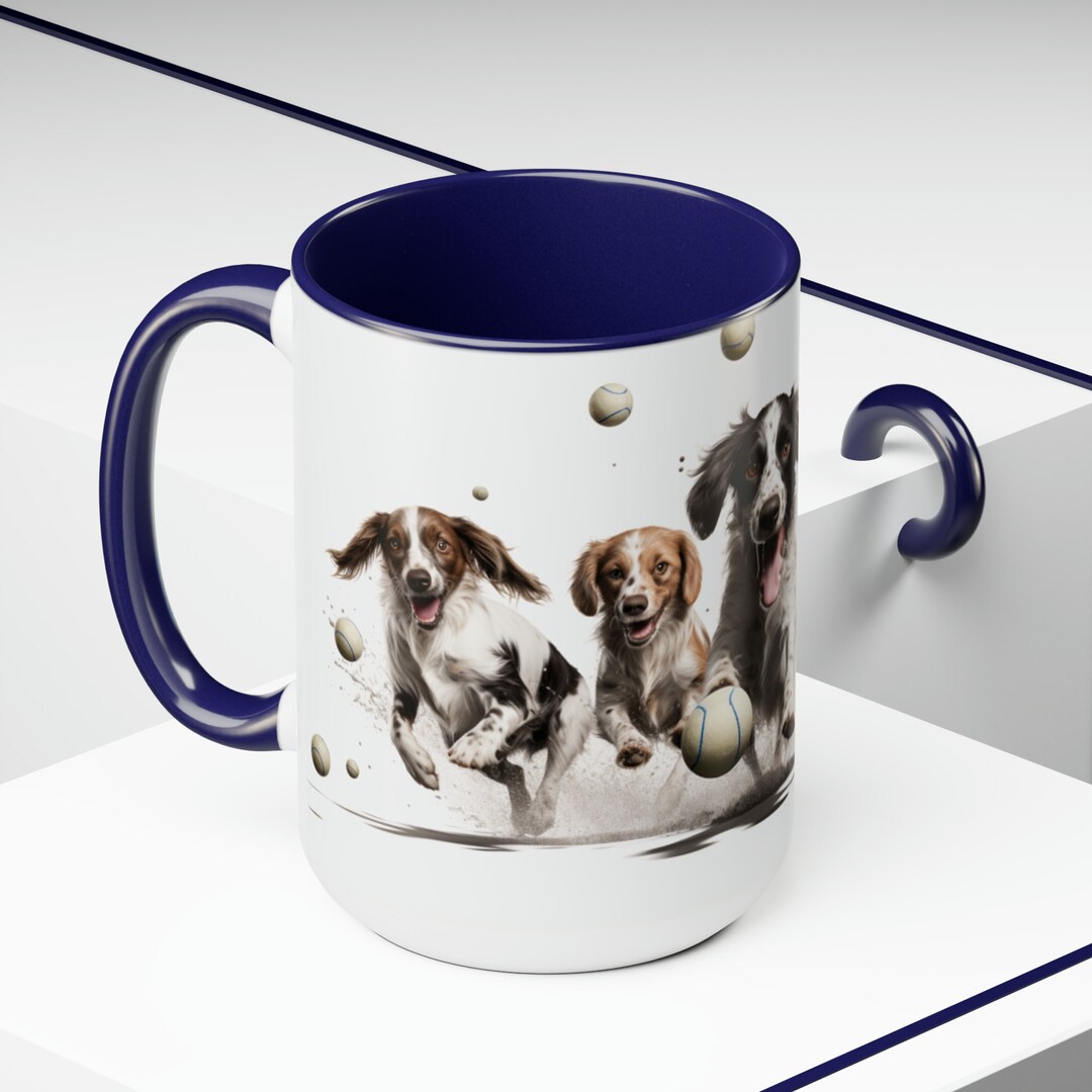 Fetch Frenzy, Dogs Playing Coffee Mug, Dog Mom Dad Mug, Animallovermug ...