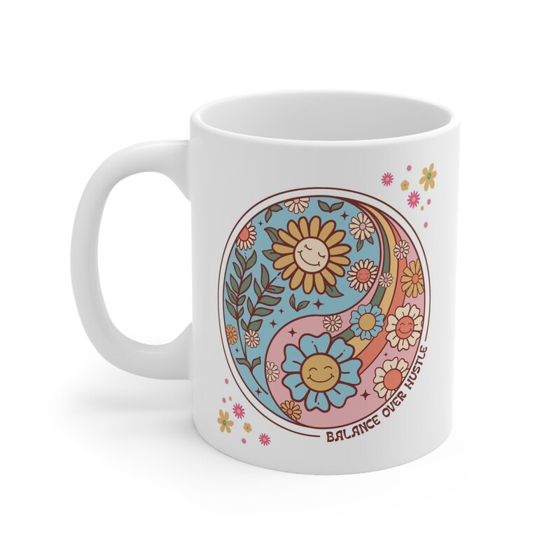 Boho Coffee Mug Yin Yang Coffee Mug Groovy Coffee Mug Boho Flower Mug ...