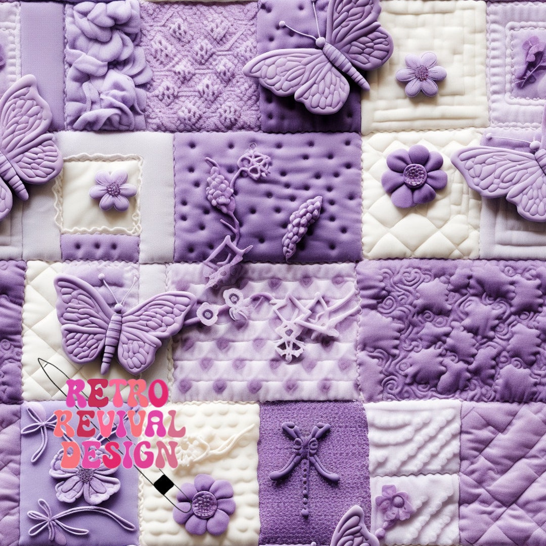 Purple Butterflies Patchwork Seamless File - Etsy