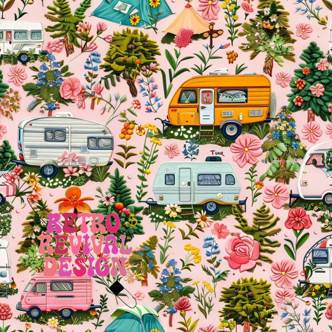 Summer Camping Seamless File (mystery Freebie Included) - Etsy