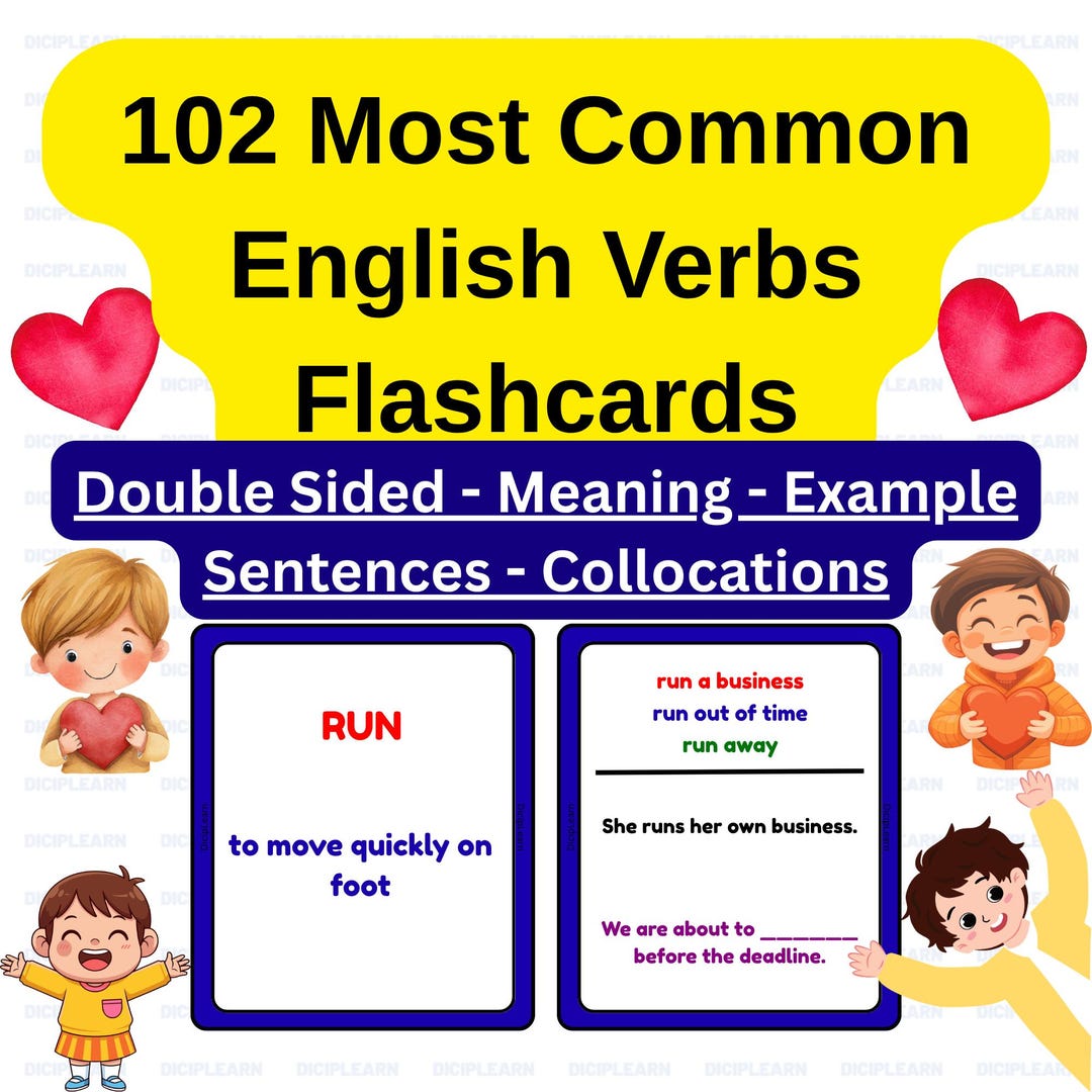 102 Common English Verbs Flashcards, Meanings, Collocations, Sentences ...