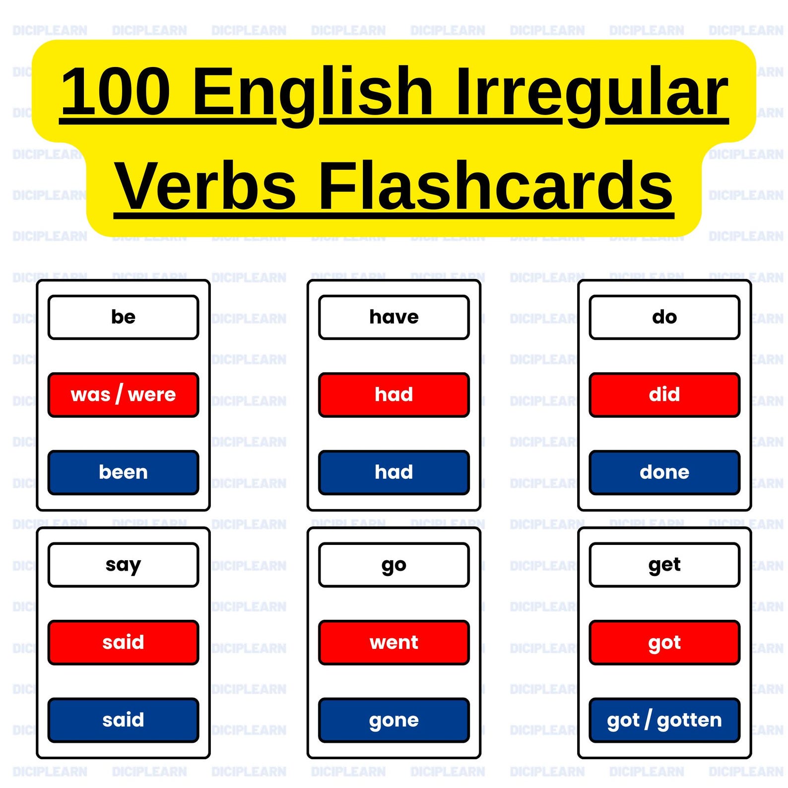 100 Irregular Verbs Flashcards for Kids - ESL - Toddlers | V1 V2 V3 ...