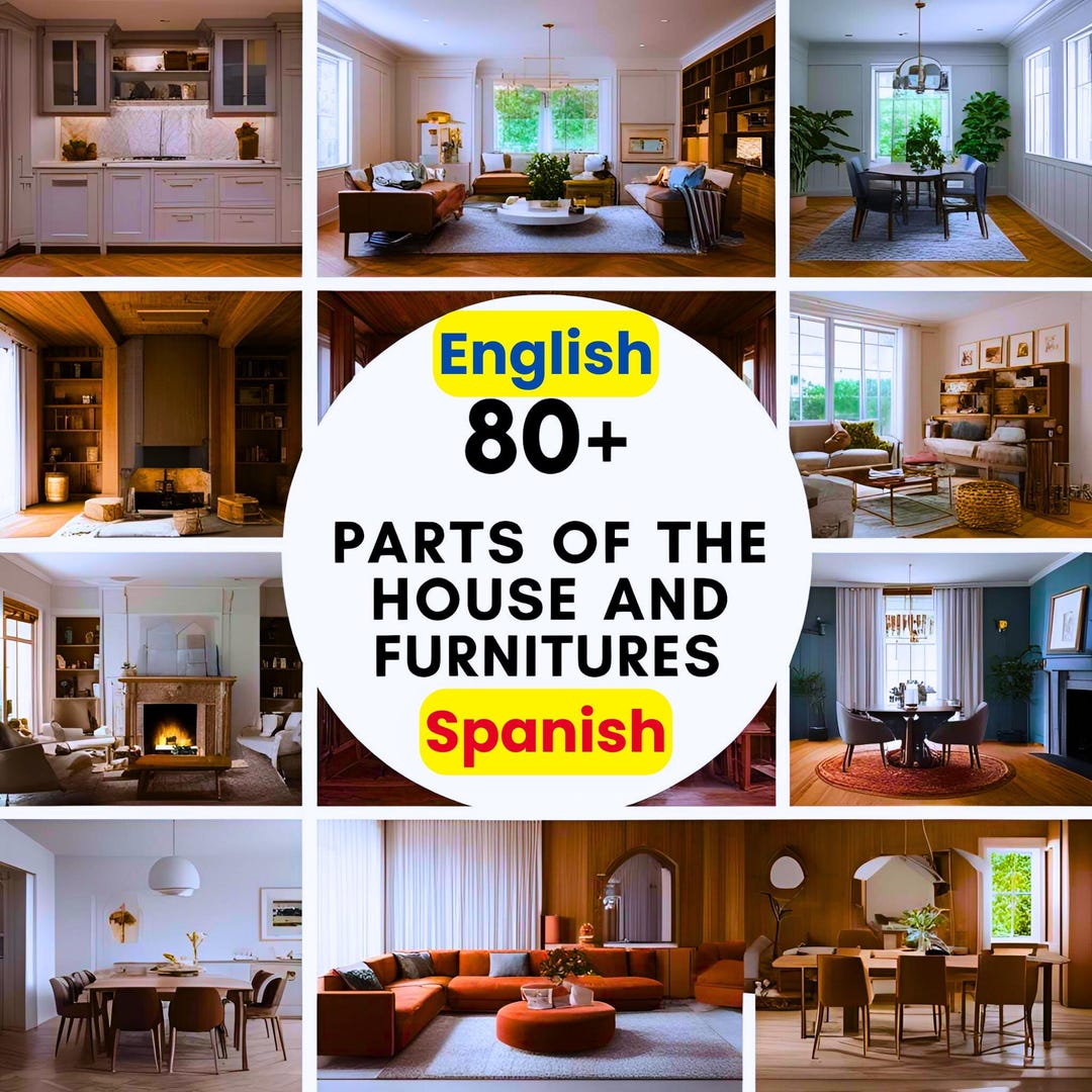 Parts of the House and Furniture English - Spanish Flashcards ...