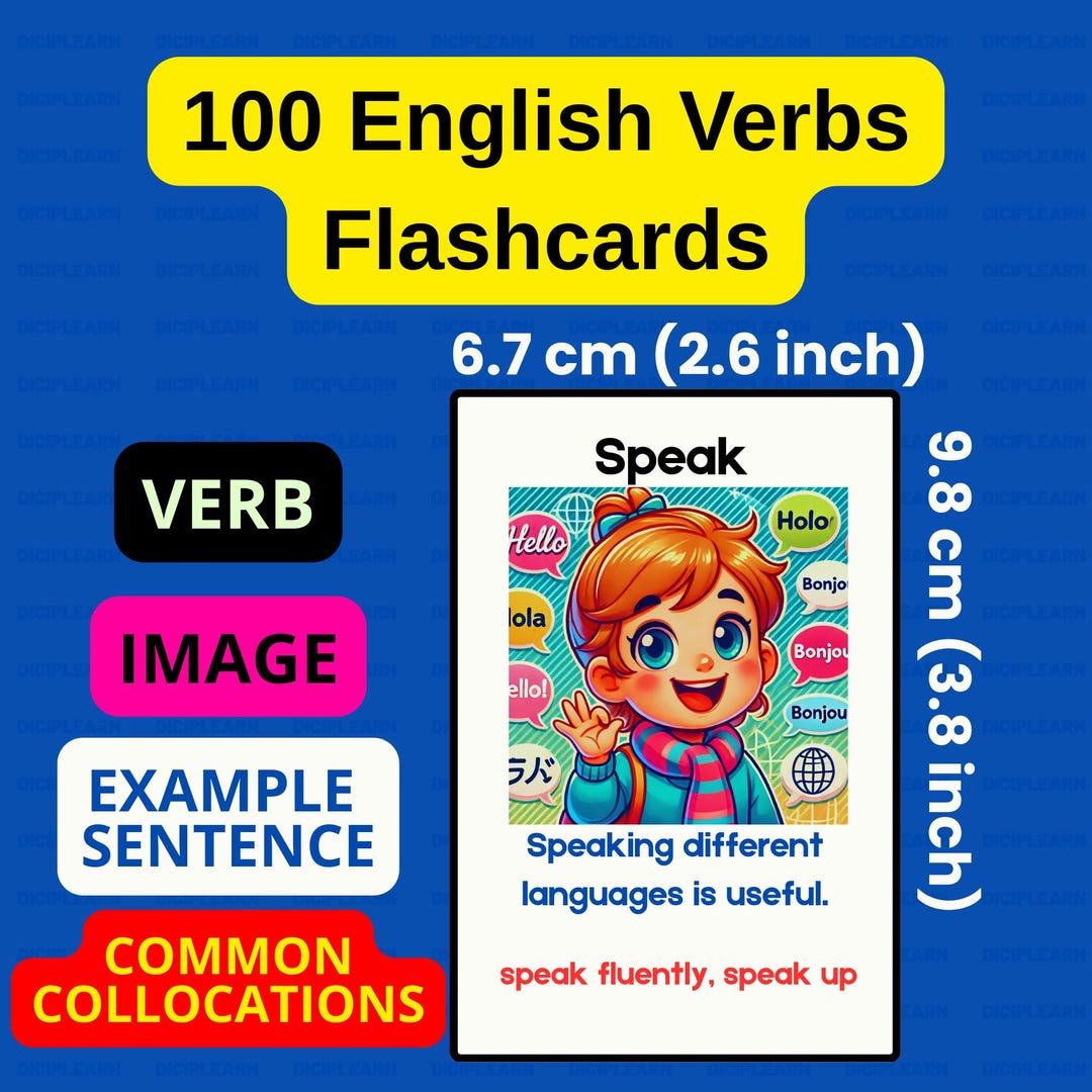 100 Printable English Verb Flashcards to Teach English | Preschool ...