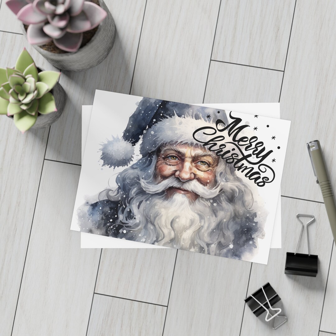 Black and White Santa Merry Christmas Note Pad, 5x7 Notecards With ...