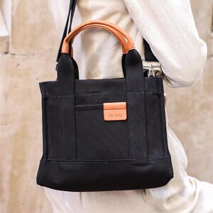 Black Mini Tote Bag - Small Black Tote Bag - Small Canvas Tote Bag ...