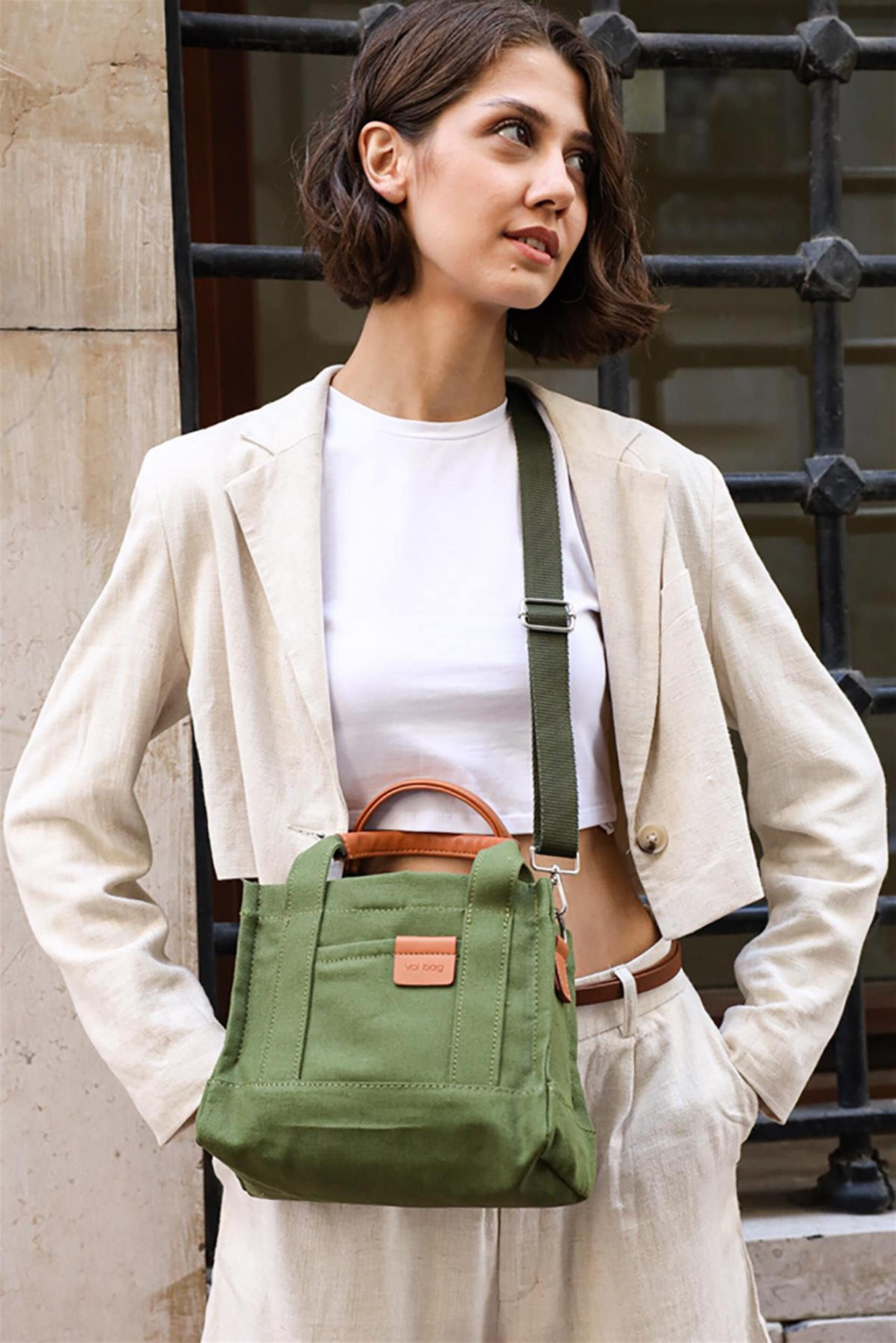 Mini Canvas Tote Khaki Tote Bag Small Women Bag Top Handle Tote Bag ...