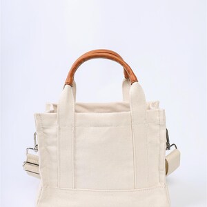 Mini Canvas Tote Bag - Mini Tote Bag With Pockets- Small Tote Purse ...