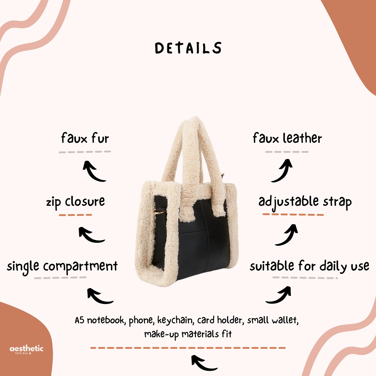 Faux Fur Bag Fur Bag Fur Tote Bag Faux Fur Handbag Fluffy Bags Fuzzy ...