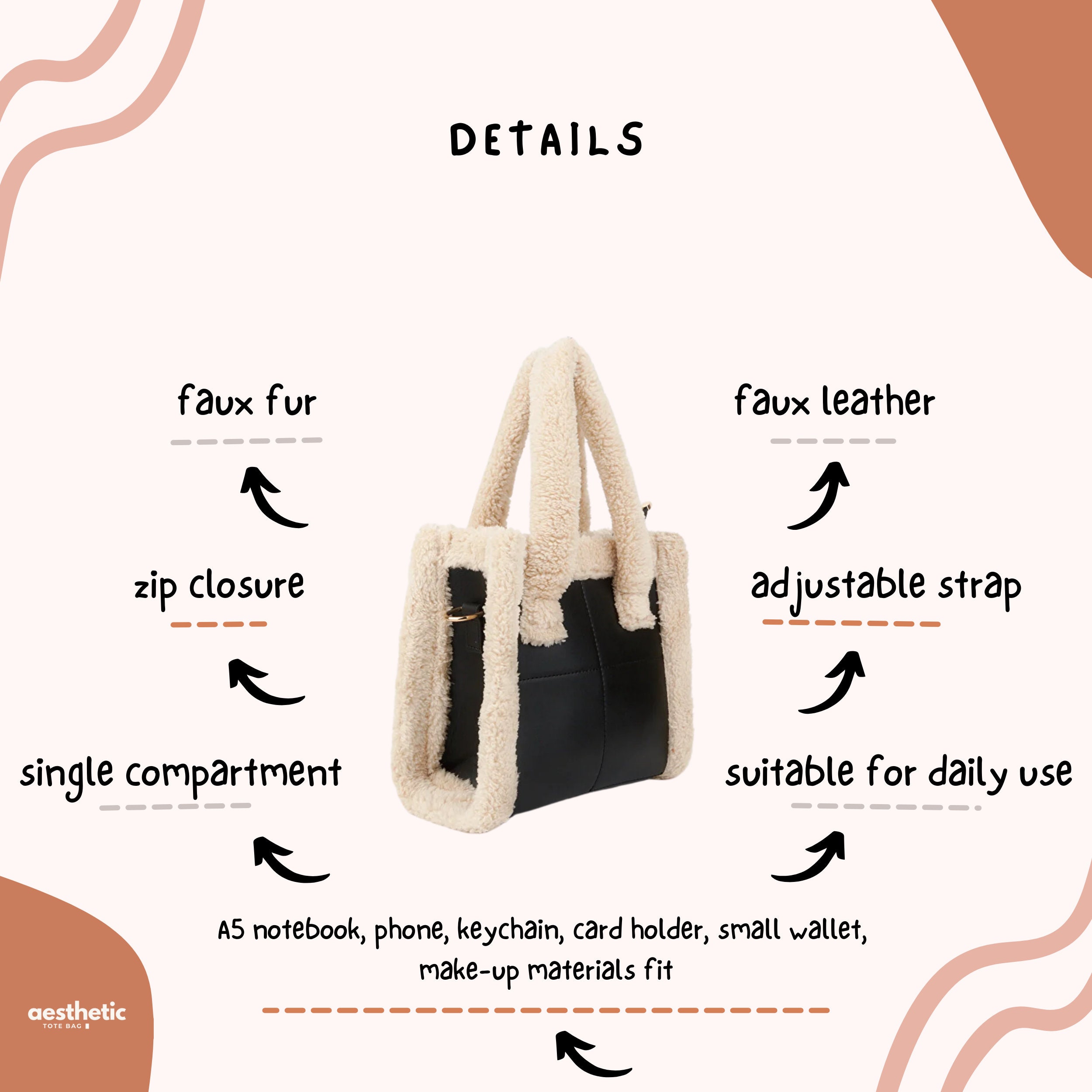 Fuzzy Tote Bag Faux Fur Purse Faux Fur Tote Bag Fur Handbag Fuzzy Bag ...