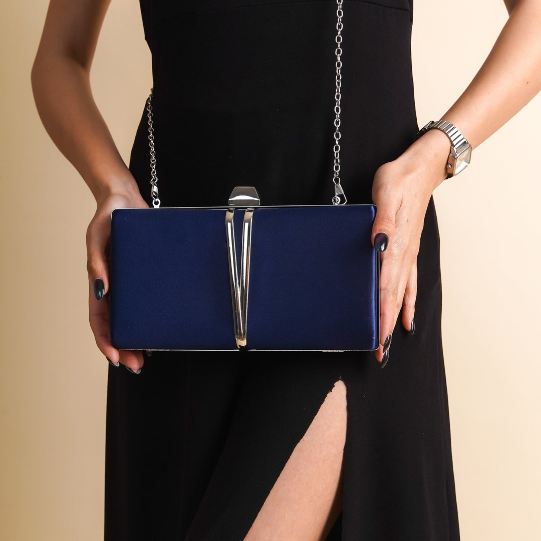 Navy Evening Bag - Navy Clutch Bag - Leather Clutch Bag - Small Leather Purse-clutch for Wedding ...