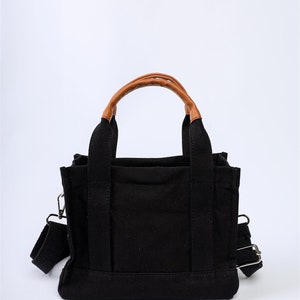 Black Mini Tote Bag - Small Black Tote Bag - Small Canvas Tote Bag ...