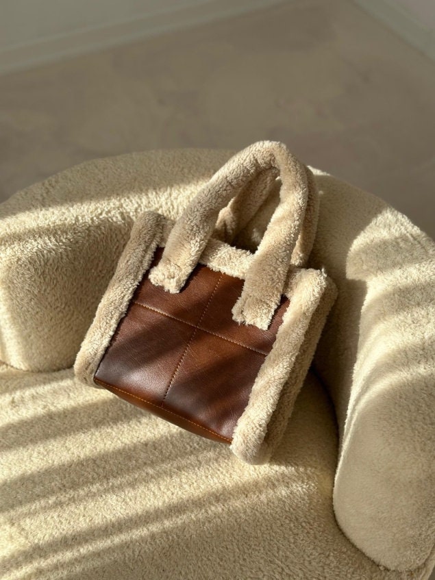 Faux Fur Bag Fur Bag Fur Tote Bag Faux Fur Handbag Fluffy Bags Fuzzy ...