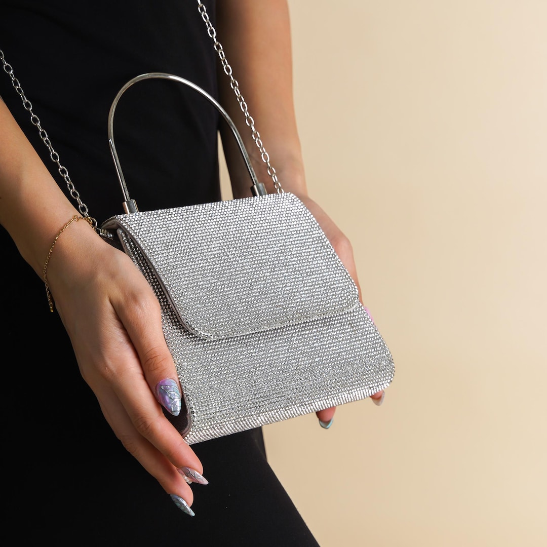 Silver Evening Bag, Silver Clutch Purse, Silver Cocktail Bag,silver ...