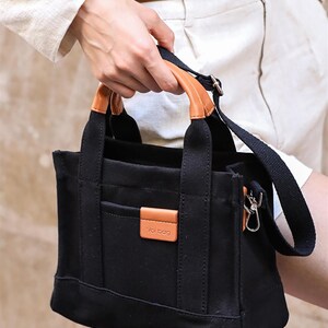 Black Mini Tote Bag - Small Black Tote Bag - Small Canvas Tote Bag ...