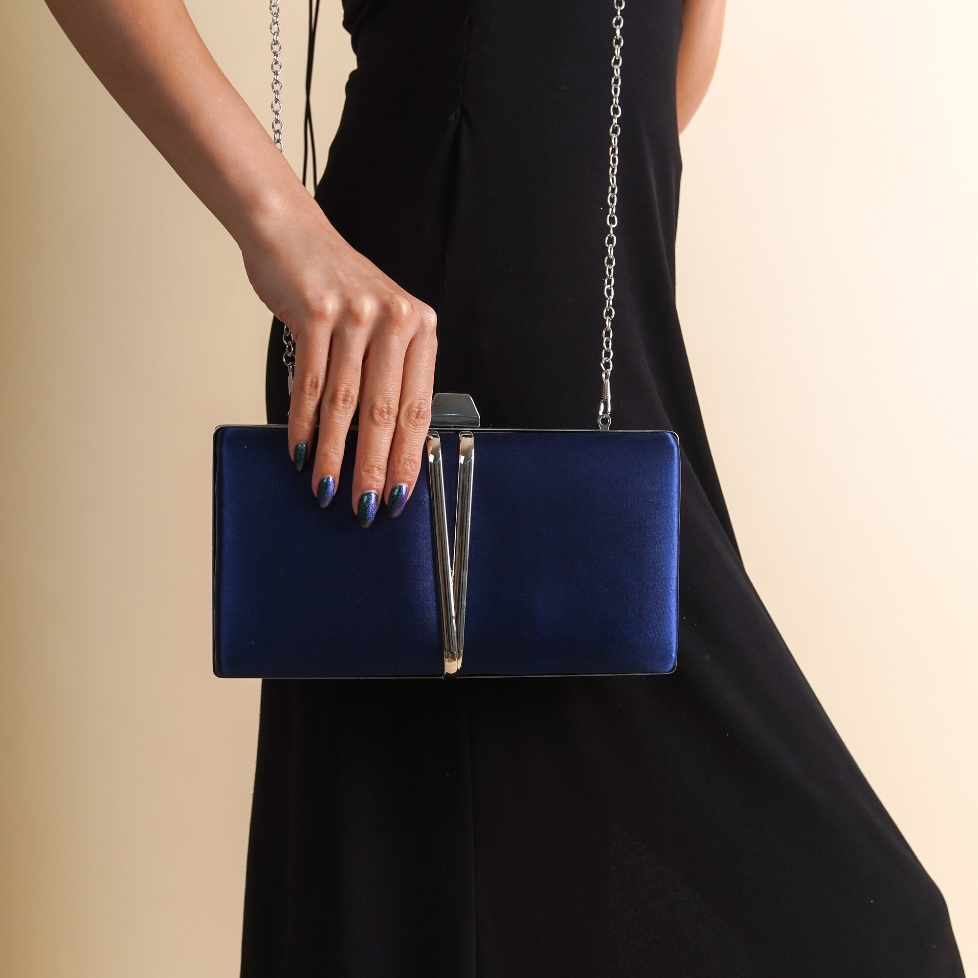 Navy Evening Bag Navy Clutch Bag Leather Clutch Bag Small Leather Purse ...