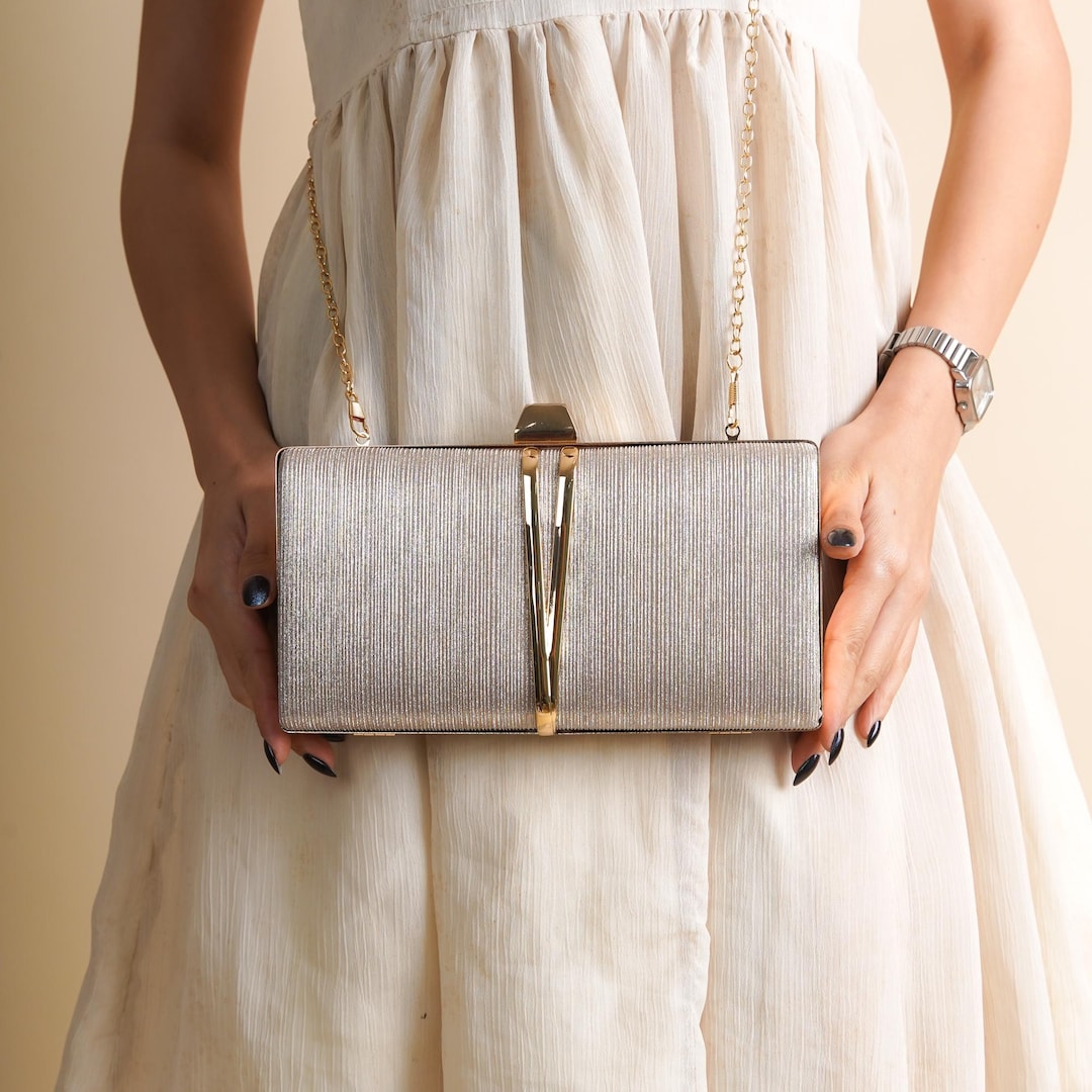 Gold Clutch Evening Bag - Wedding Clutches and Evening Bags - Golden ...