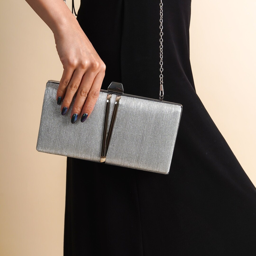Silver Clutch Bag - Silver Clutch Purse - Silver Evening Bag - Silver ...