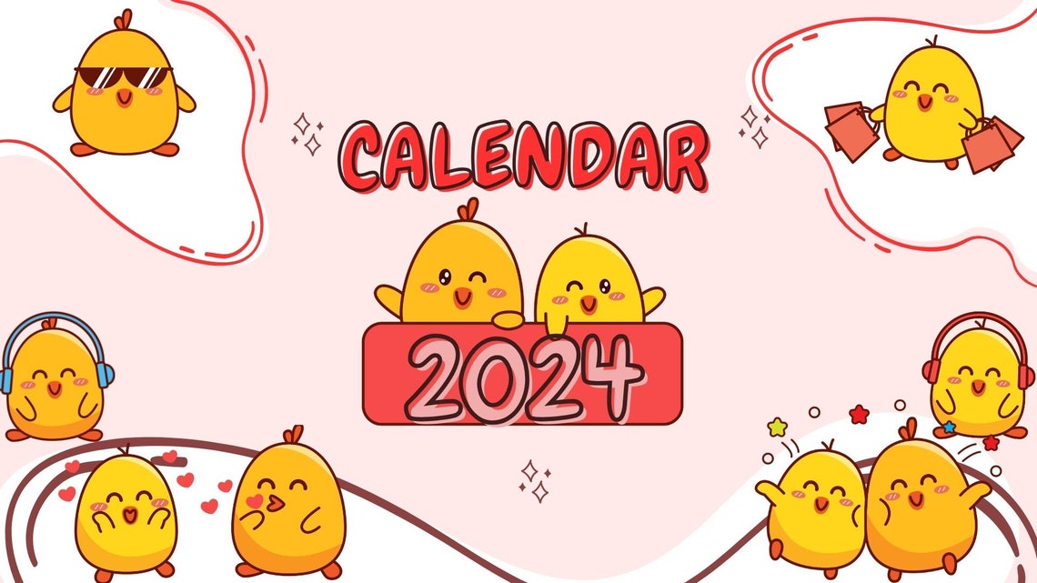 2024-2025 Cute Printable Calendar, 2024 Printable Calendar, 2024 Kawaii ...