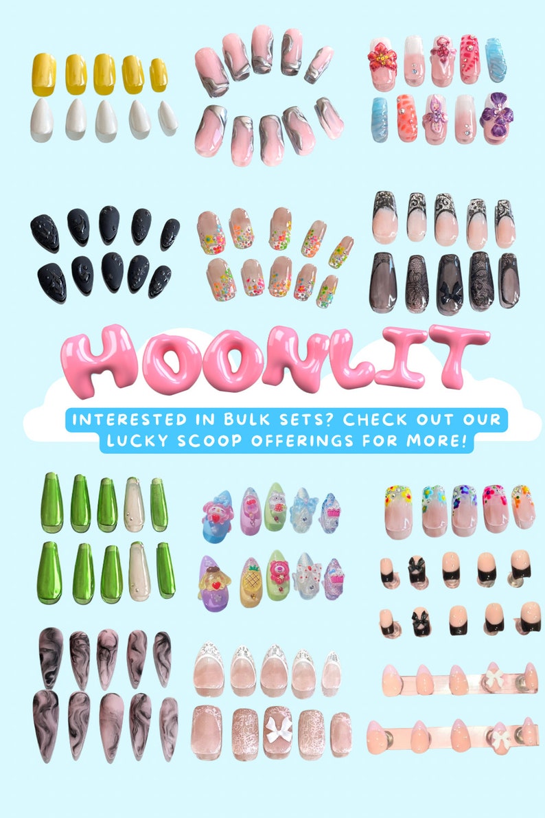 Summer Press on Nails, Pink Rainbow Colorful 3D Flowers, Treasure Chest ...