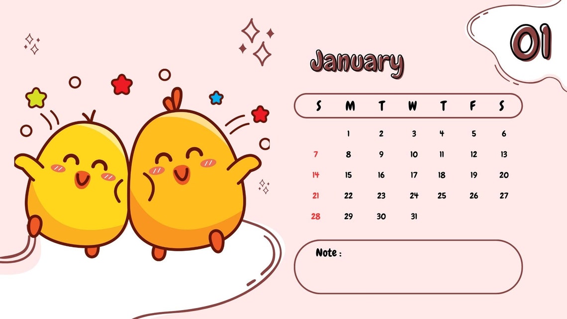 2024-2025 Cute Printable Calendar, 2024 Printable Calendar, 2024 Kawaii ...